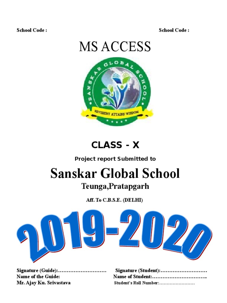 Final MS Access Project Class-10 | Download Free PDF | Microsoft Access ...