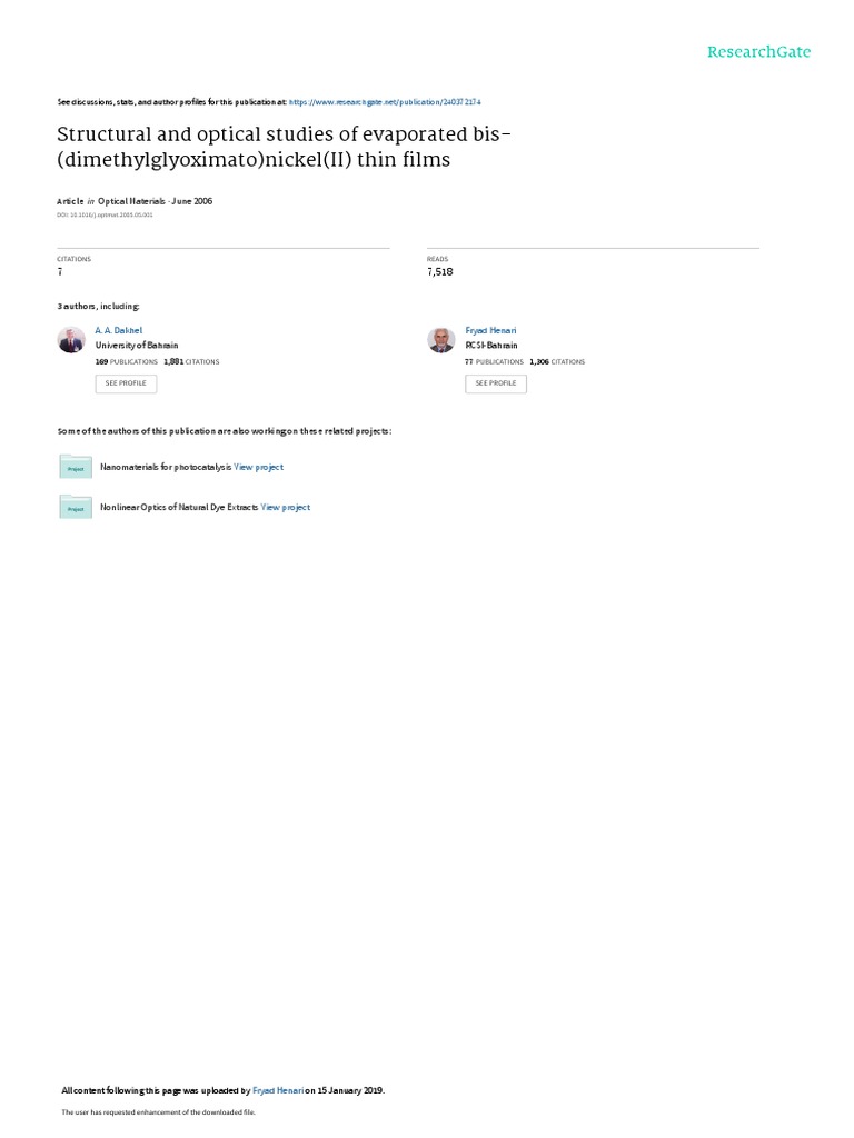 5OM Ni DMG PDF | PDF | Coordination Complex | Absorption Spectroscopy