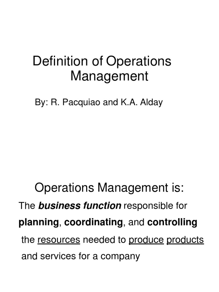 Definition of Operation Management 2 | PDF | Supply Chain | Business ...