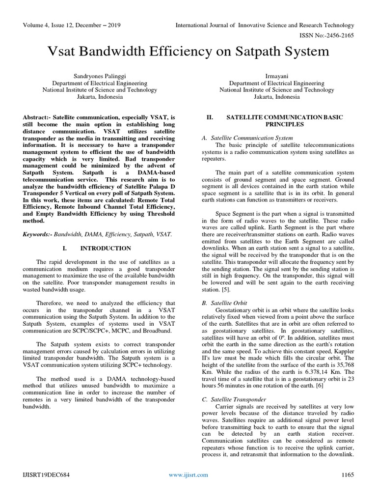 Vsat Bandwidth Efficiency On Satpath System | PDF | Communications Satellite | Satellite