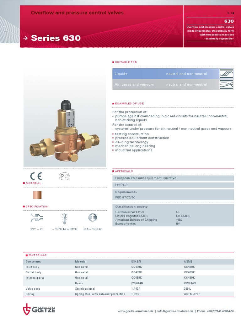 Overflow and Pressure Control Valves-1 | PDF | Valve | Gas Technologies