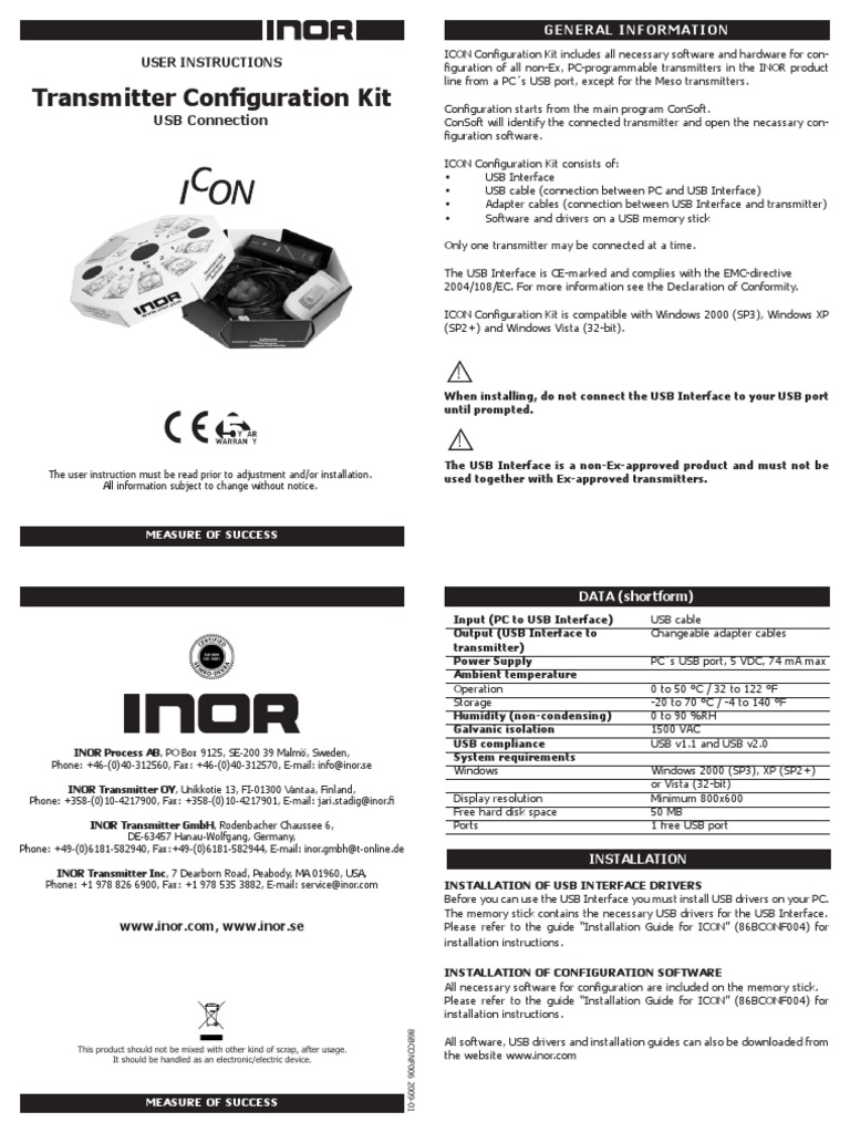 Inor Transmitter Configuration PDF | PDF | Usb | Implied Warranty