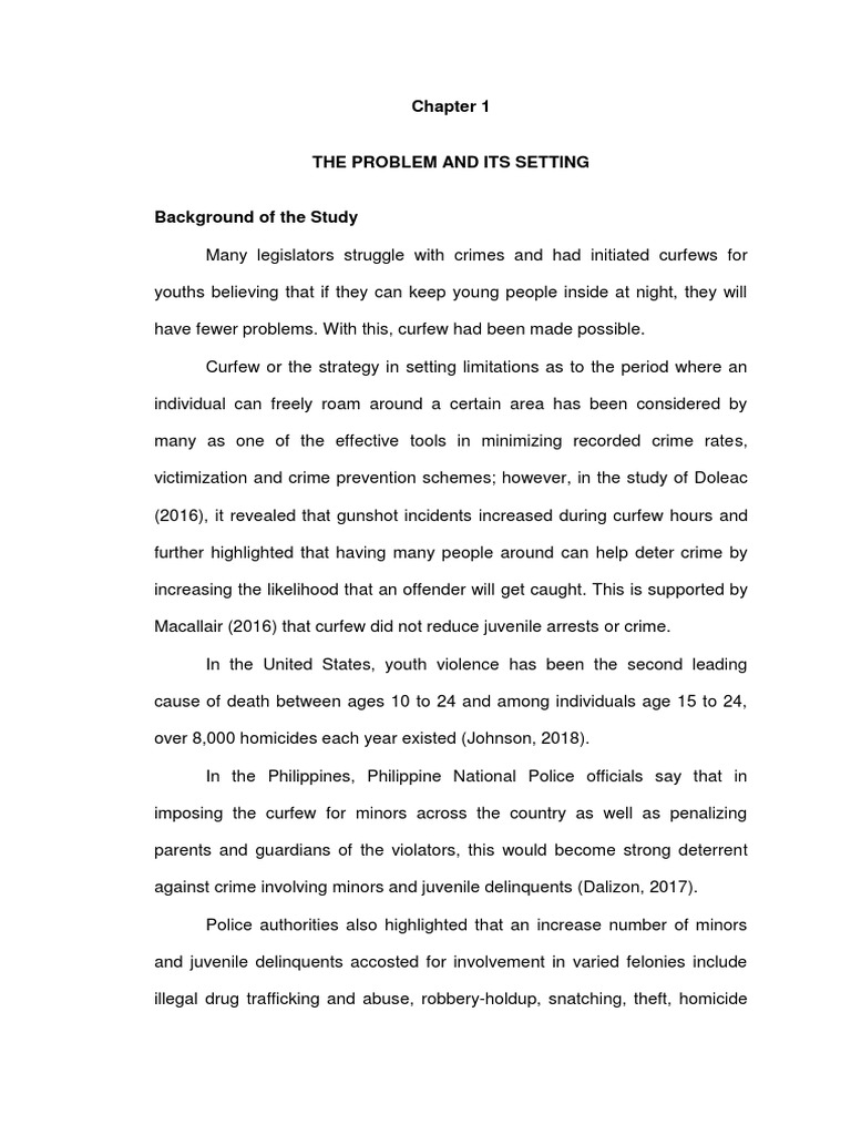 Chapter 1 THE PROBLEM AND ITS SETTING Ba | PDF | Juvenile Delinquency ...
