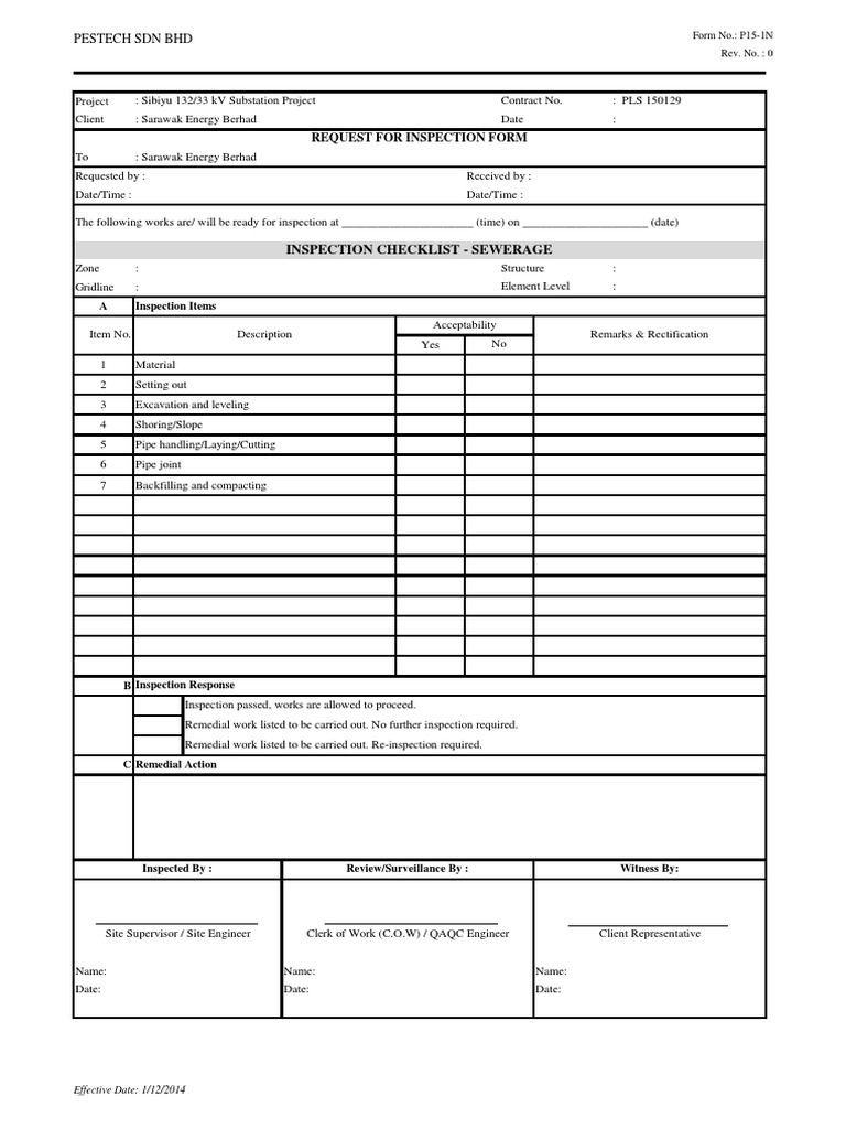 Inspection Checklist | PDF