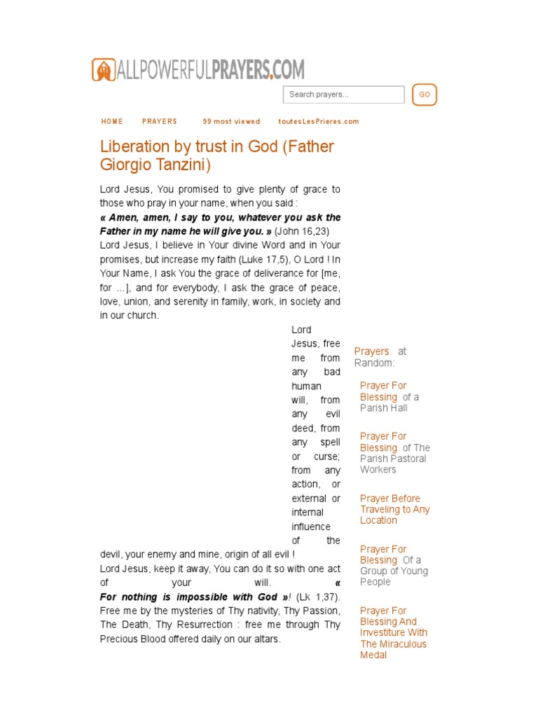 Liberation Prayer | Download Free PDF | Mary, Mother Of Jesus | Grace ...