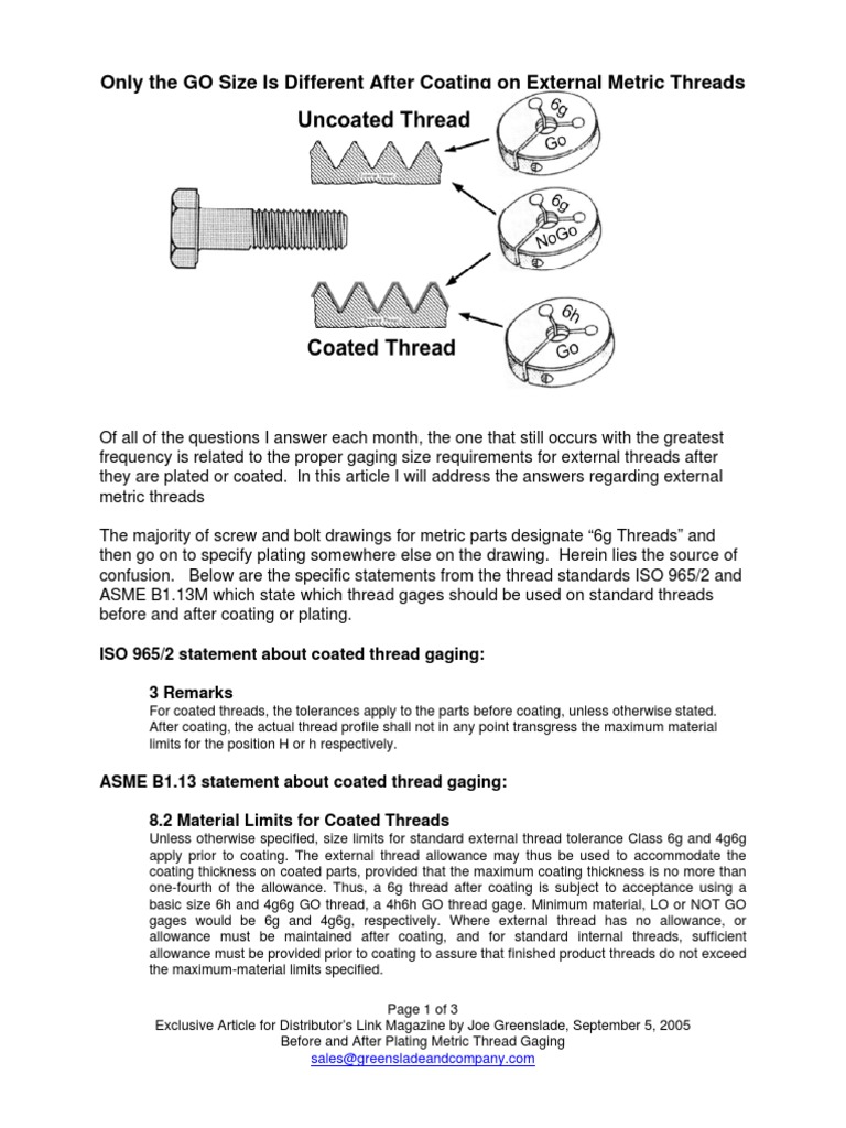 Threads - Pre-Plate Vs Post Plate Class-Metric | PDF | Screw | Building ...