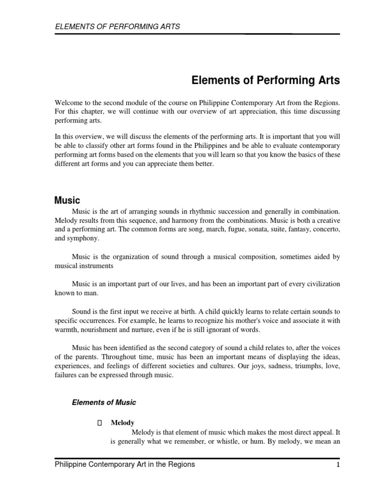 Elements of Performing Artsss | PDF | Dances | Pitch (Music)