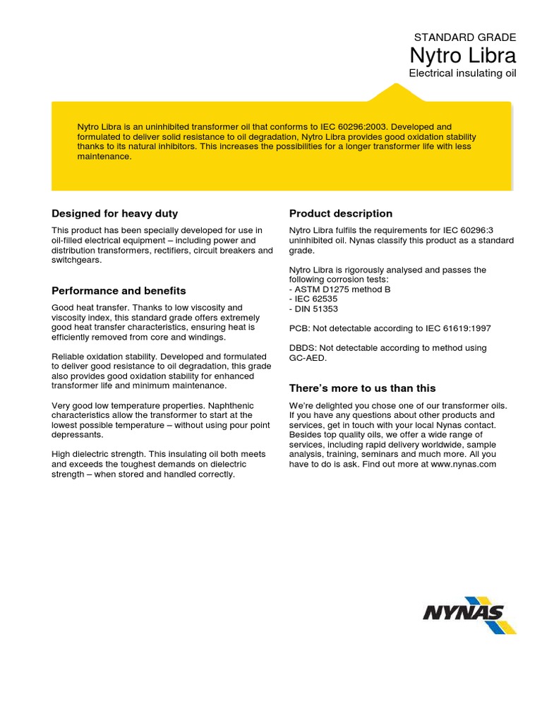 Nynas Nytro Libra | PDF | Transformer | Electrical Engineering