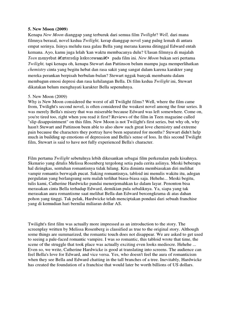Review Film Twilight Saga Series | PDF