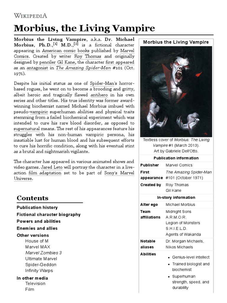 Morbius, The Living Vampire | PDF | Comics Publications | Comics