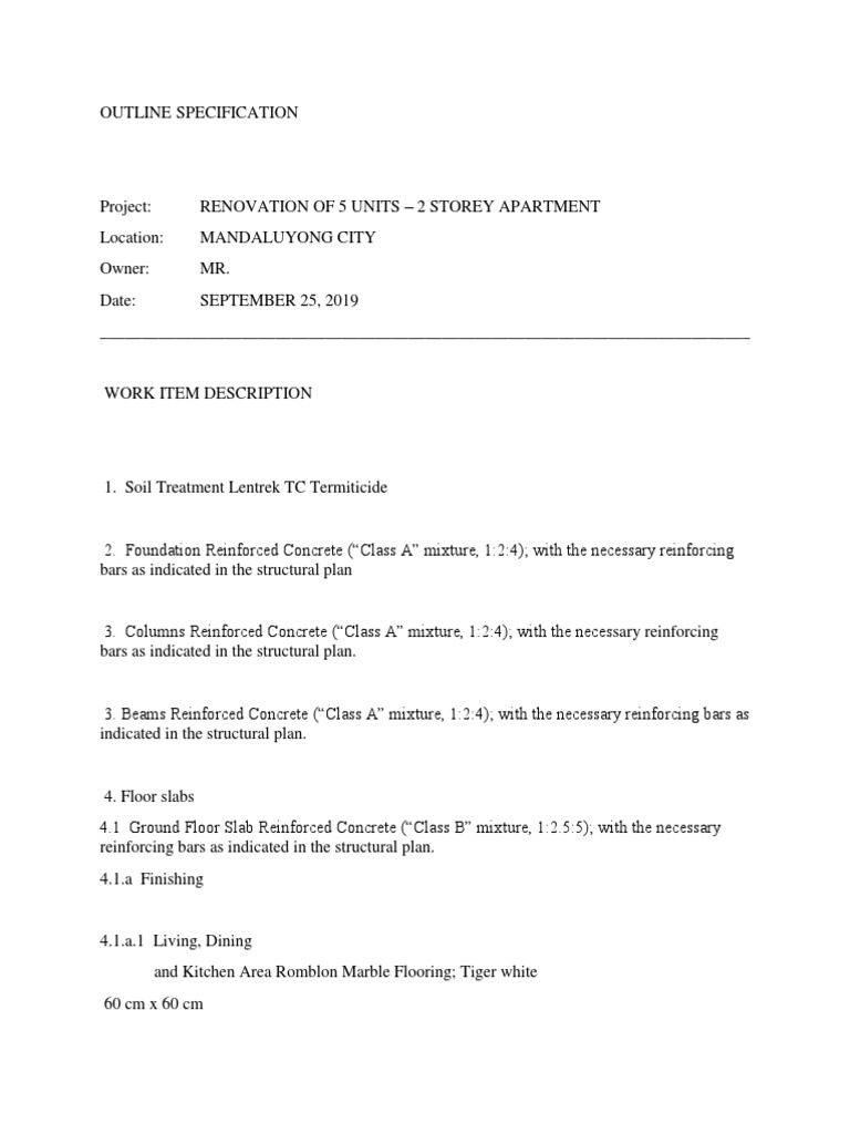 Outline Specification | PDF | Door | Toilet