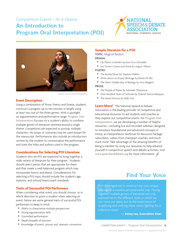 Amplifying Voices: An Introduction to Program Oral Interpretation | PDF ...
