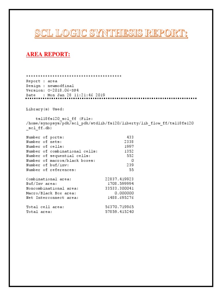 SCL Logic Synthesis Report | PDF | Digital Electronics | Electrical ...