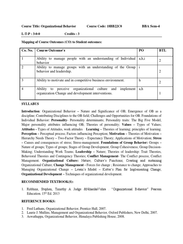 BBA Sem 4 | PDF | Organizational Behavior | Leadership