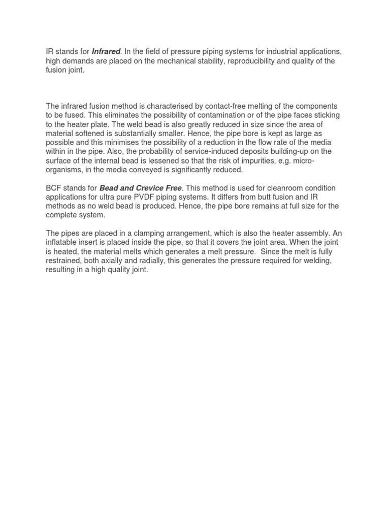 Part 180 Ir and BCF Weld Differences For Thermoplastic Piping | PDF
