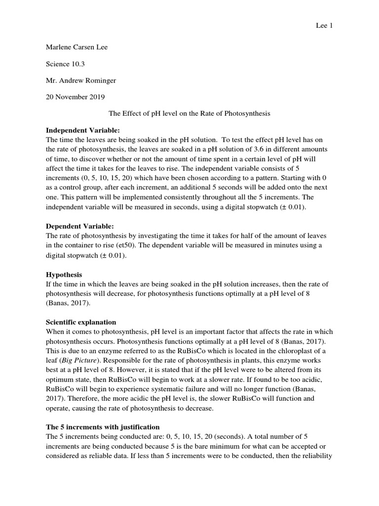 Photosynthesis Investigation | PDF | Photosynthesis | Ph