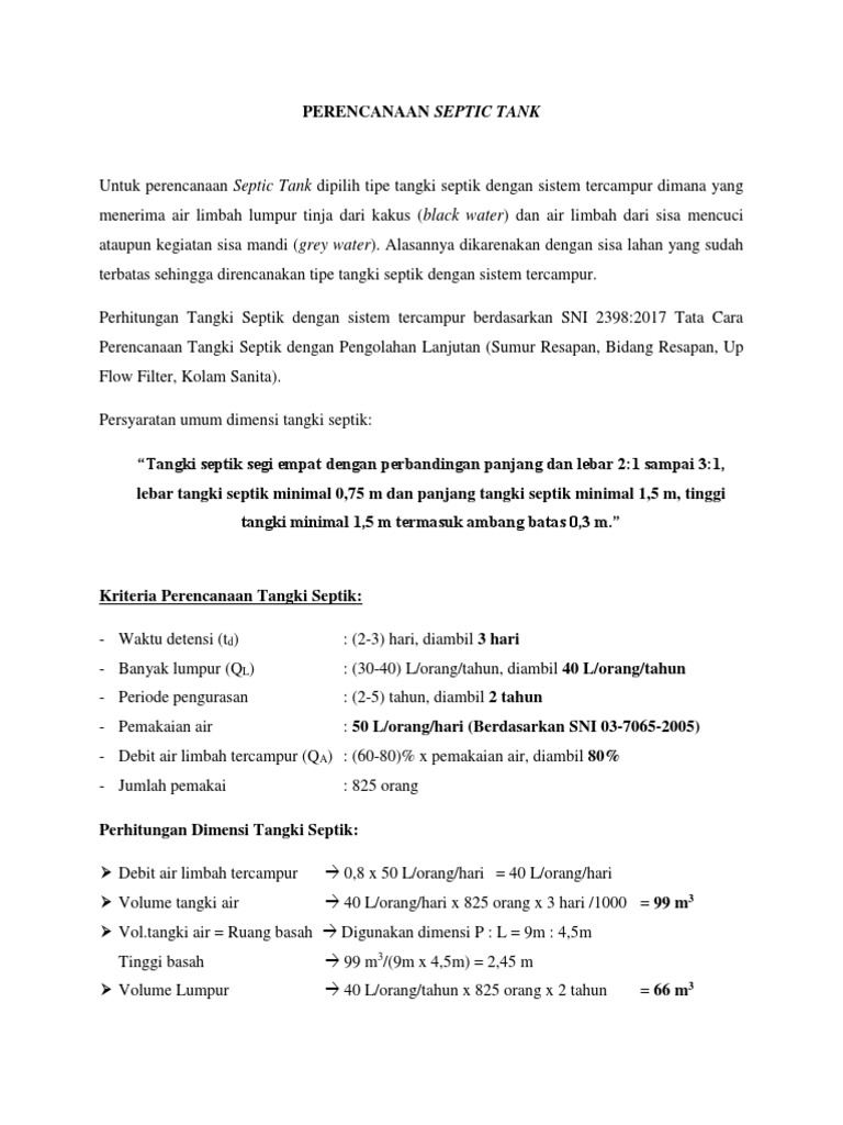 Perencanaan Septic Tank | PDF | Griya & Taman