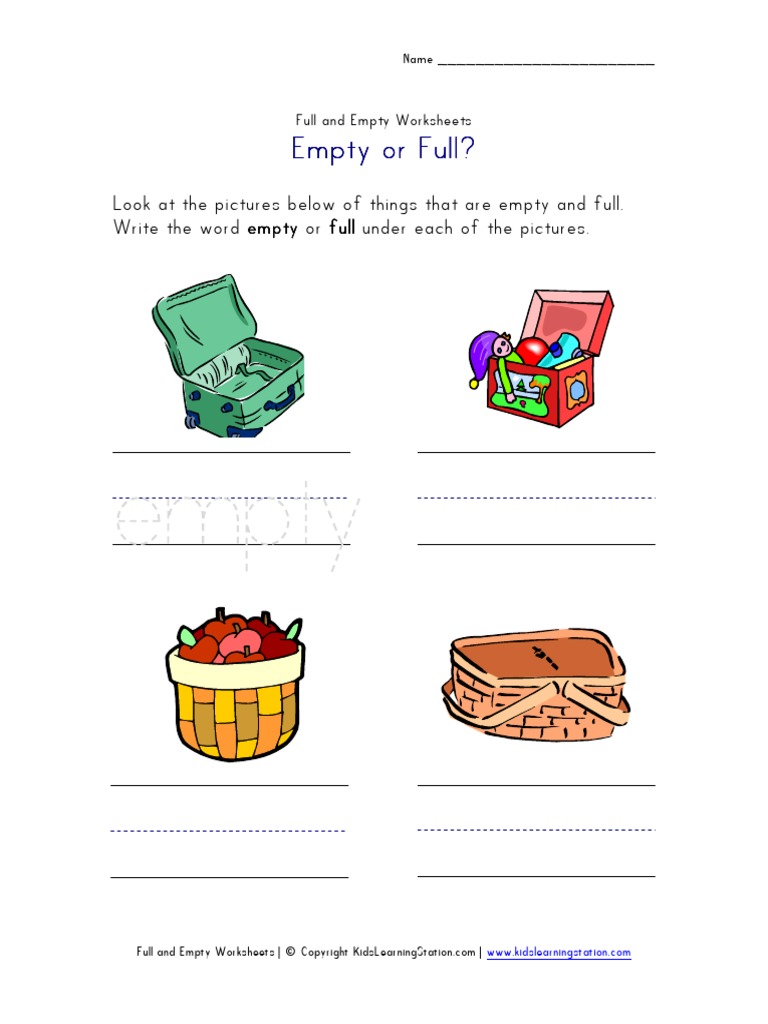 Empty or Full Worksheet PDF | PDF | Language Arts & Discipline