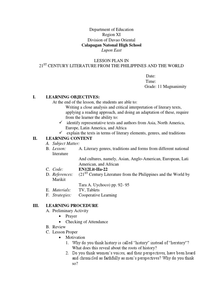 Lesson Plan in 21st Century | PDF | Cognition | Communication