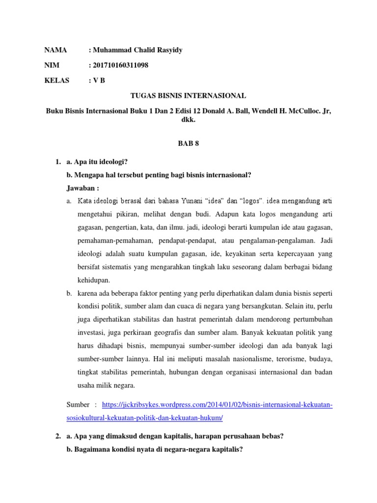 Tugas Chapter 8-15 Bisnis Internasional Buku Donald A Ball | PDF