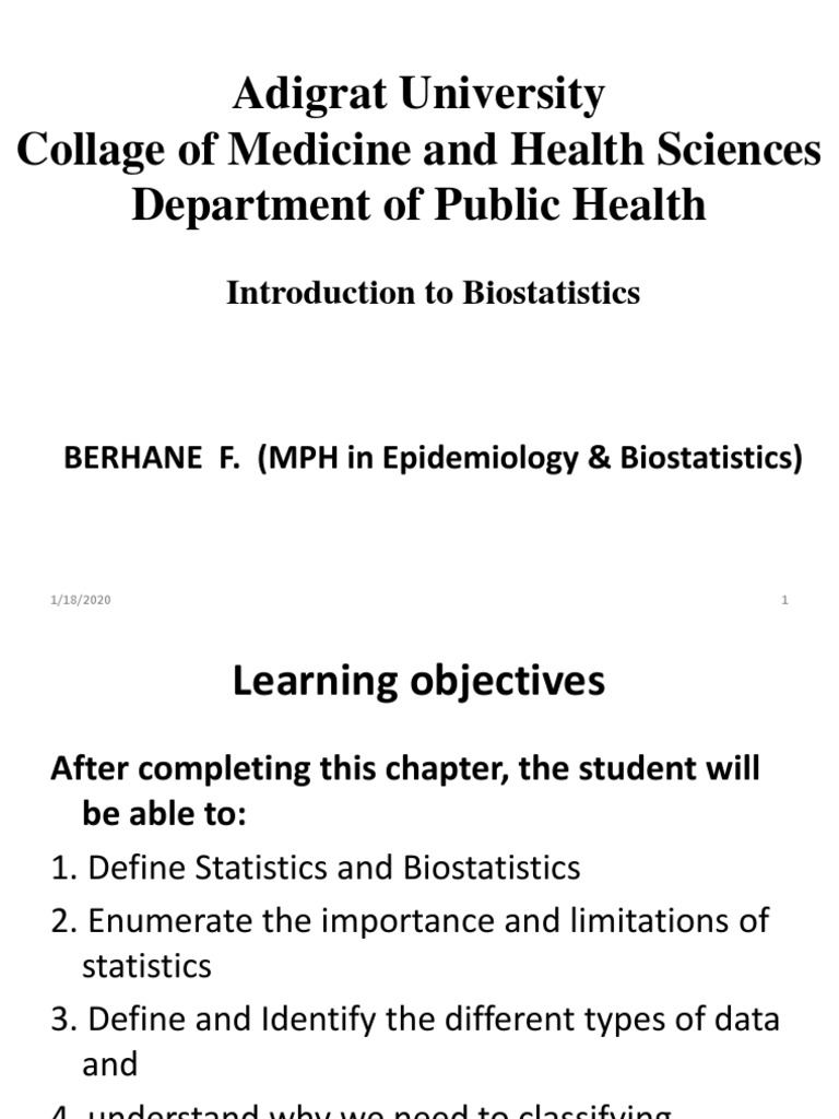 Biostat Introduction | PDF | Level Of Measurement | Biostatistics