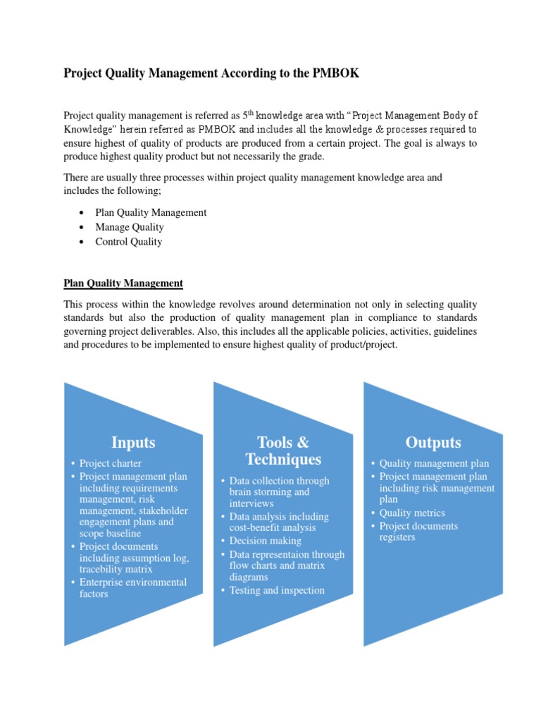 PMBOK Project Quality Management Guide | PDF | Project Management ...