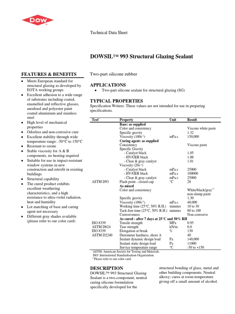 62 0918 Dowsil 993 Structural Glazing | PDF | Silicone | Adhesive