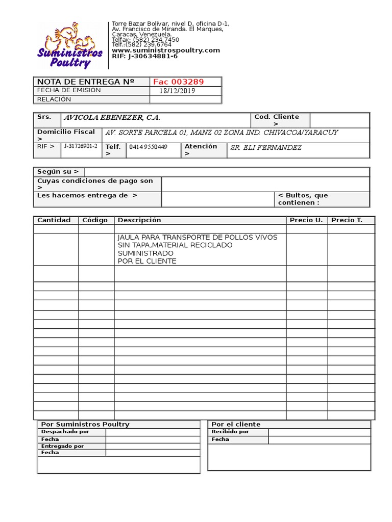 Nota de Entrega N | PDF