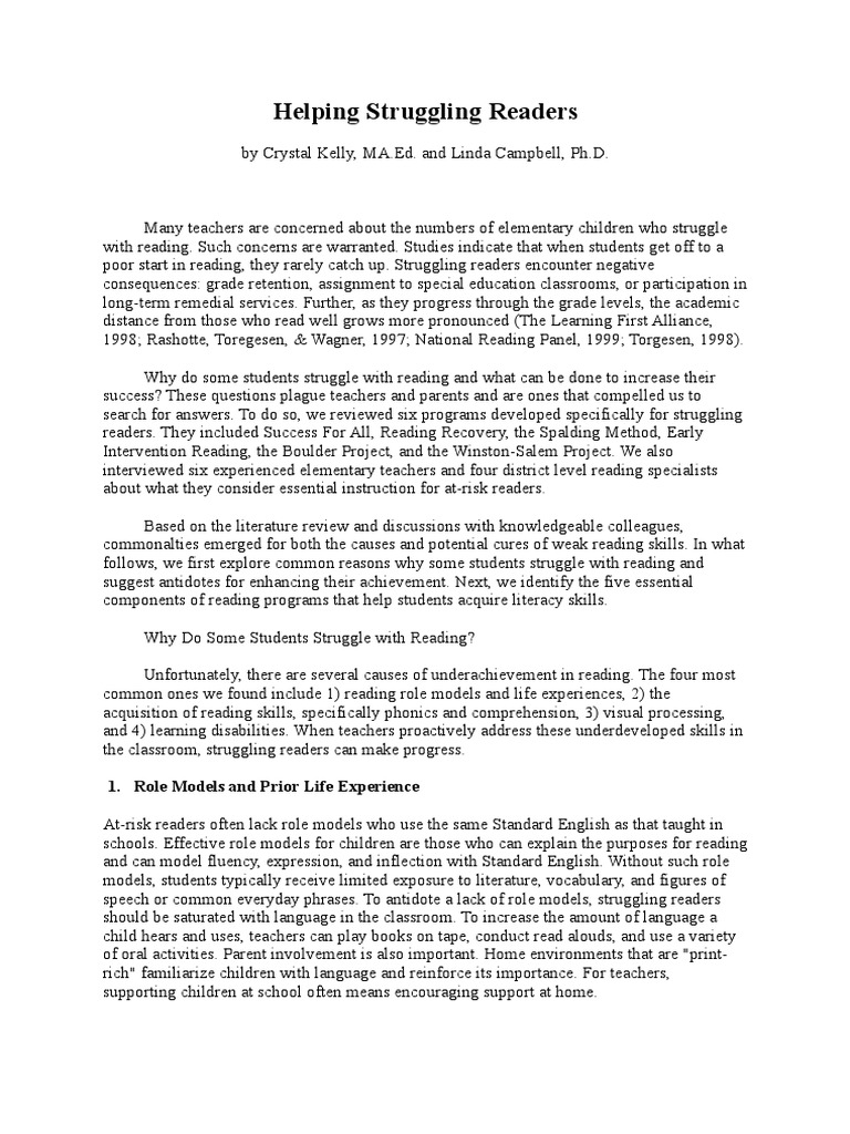 2.helping Struggling Readers | PDF | Phonics | Reading Comprehension