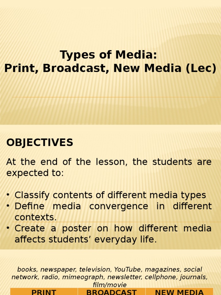 Types of Media | PDF | Technological Convergence | Mass Media