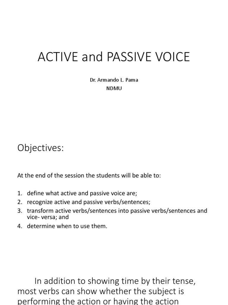 ACTIVE and PASSIVE VOICE | PDF | Verb | Subject (Grammar)