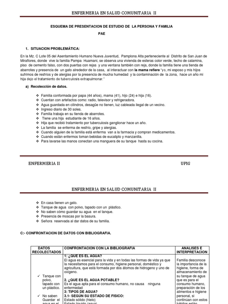 Pae Esquema de Presentacion de Estudio de La Persona y Familia | PDF | Agua | Residuos