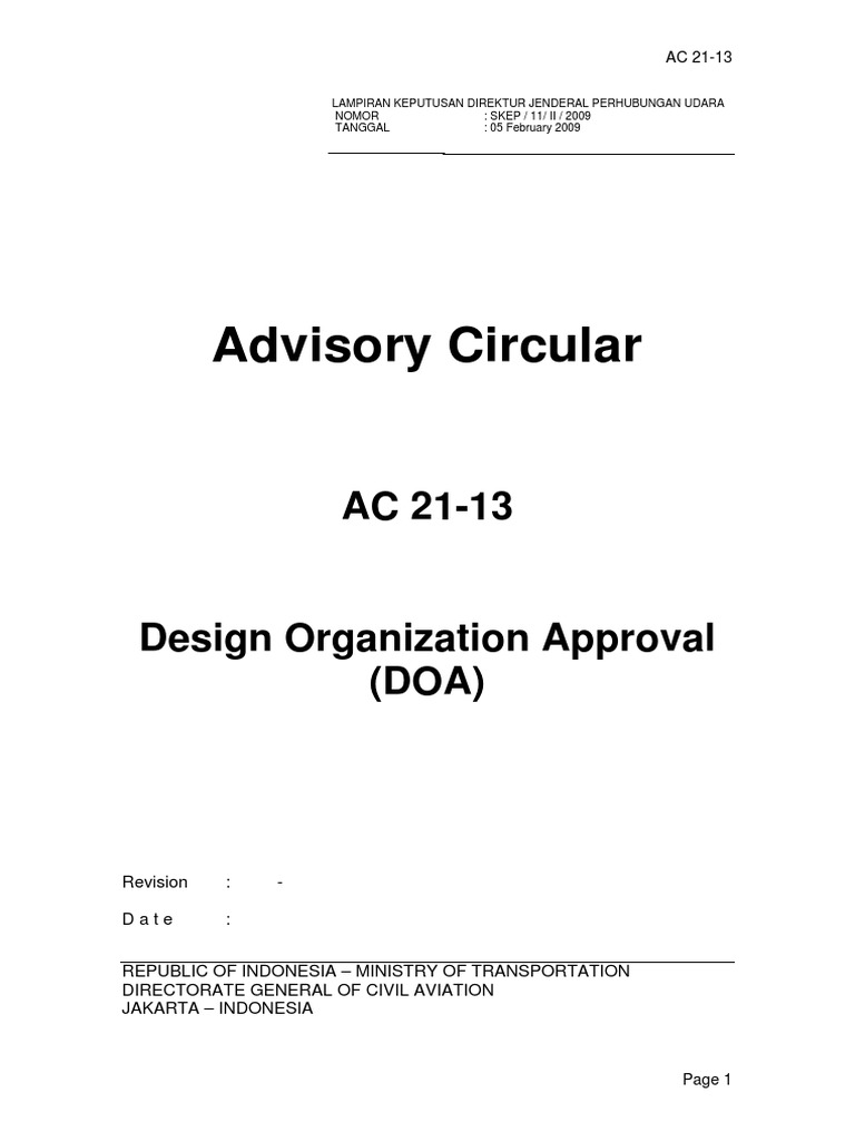 AC 21-13 Amdt. 0 - Design Organization Approval (DOA) PDF | Download ...