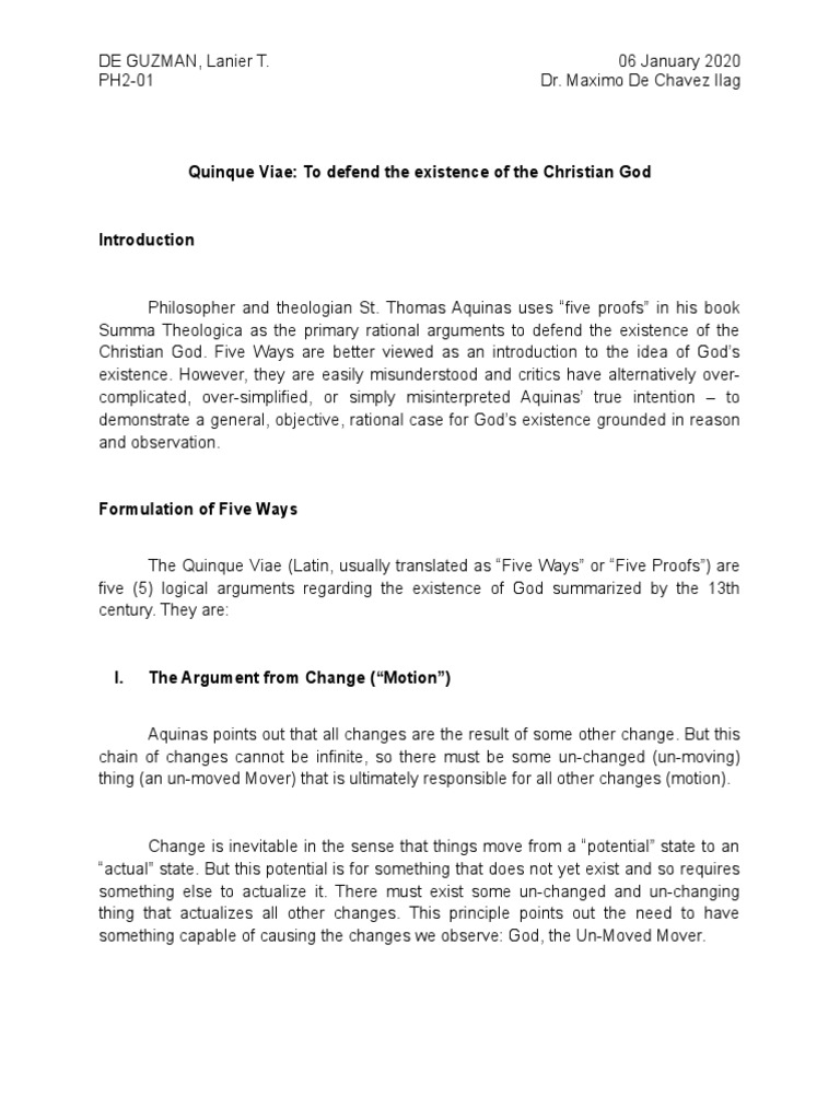 Quinque Viae | PDF | Existence | Philosophy