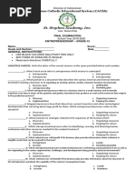 Entrep 1ST Periodical Exam 2022 2023 2 | PDF | Entrepreneurship | Retail