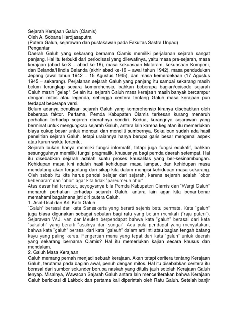 Sejarah Kerajaan Galuh | PDF | Sejarah