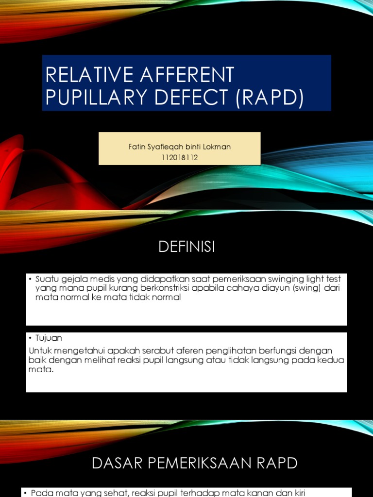 Relative Afferent Pupil Defect (RAPD) | PDF