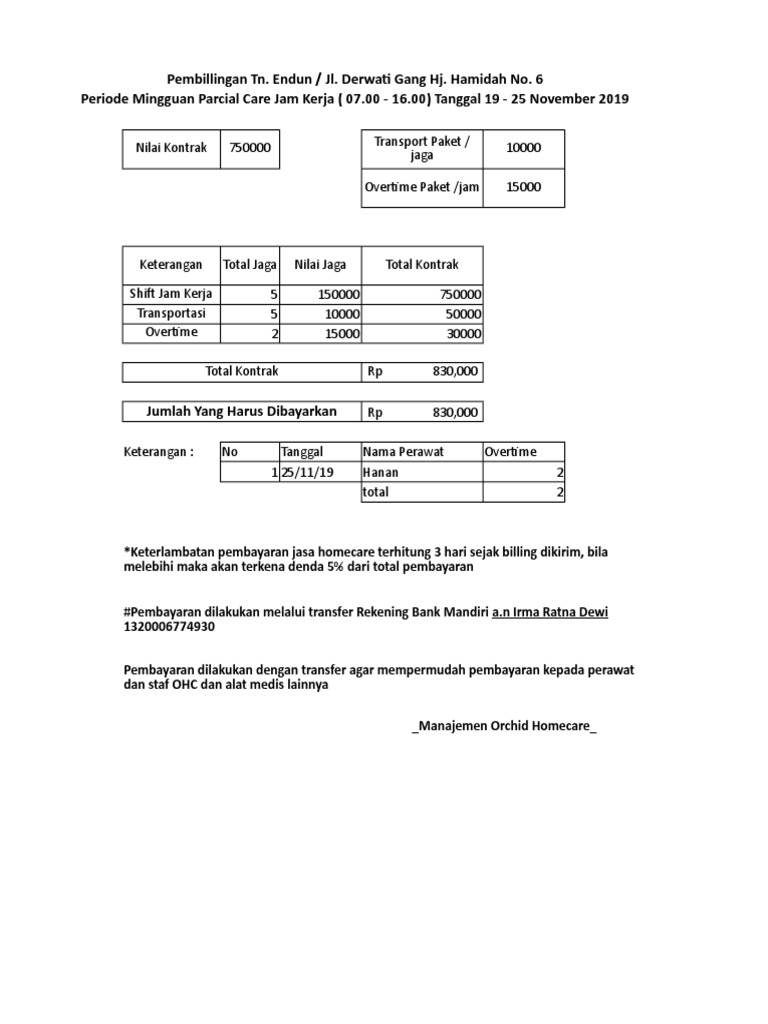 Contoh Billing | PDF