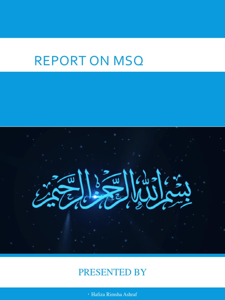 Report On MSQ | PDF | Job Satisfaction | Psychological Concepts