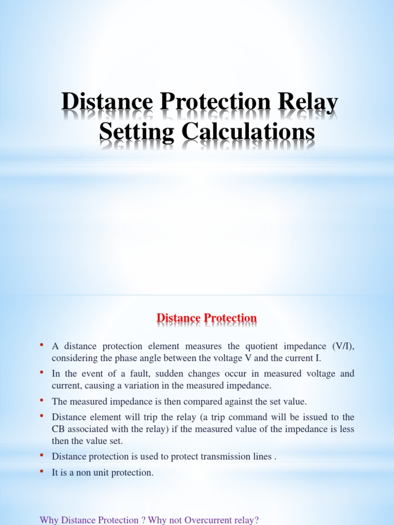 Distance Protection Setting Calculation | PDF | Relay | Electrical ...