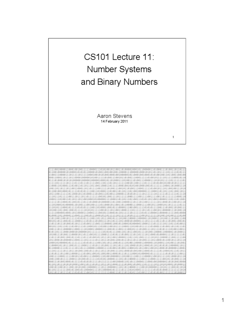 CS101 Lect11 BinaryNumbers PDF | PDF | Numbers | Bit CS101 Lect11 BinaryNumbers PDF | PDF | Numbers | Bit