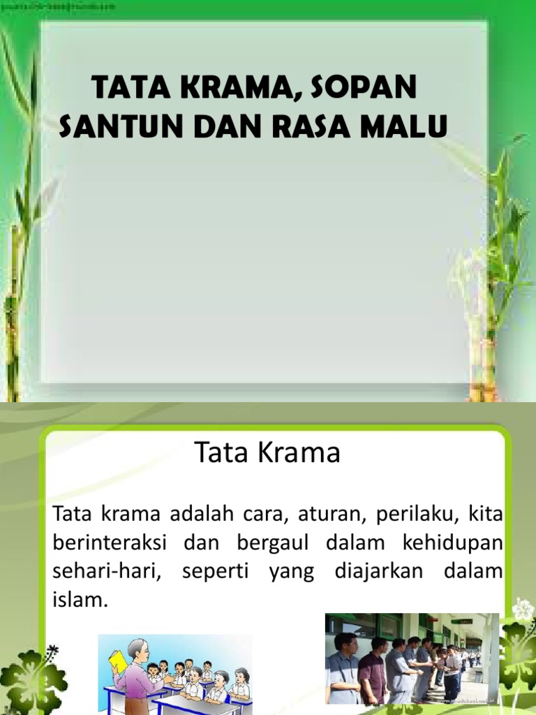 Tata Krama, Sopan Santun Dan Rasa Malu | PDF