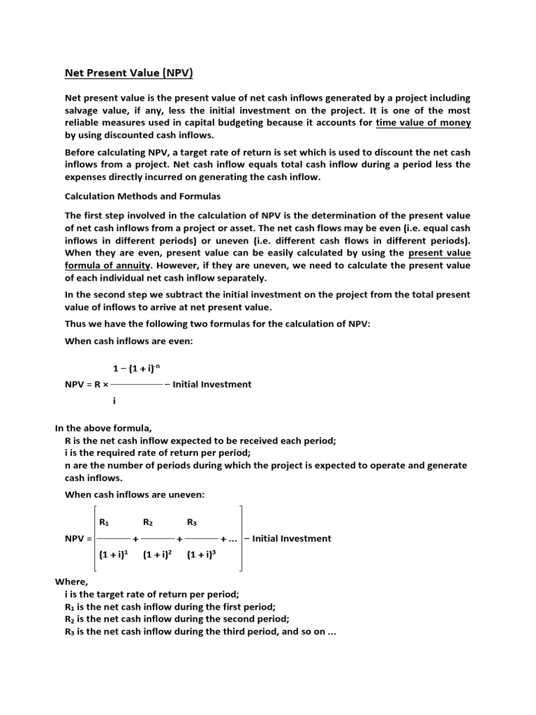 Net Present Value | PDF | Net Present Value | Present Value