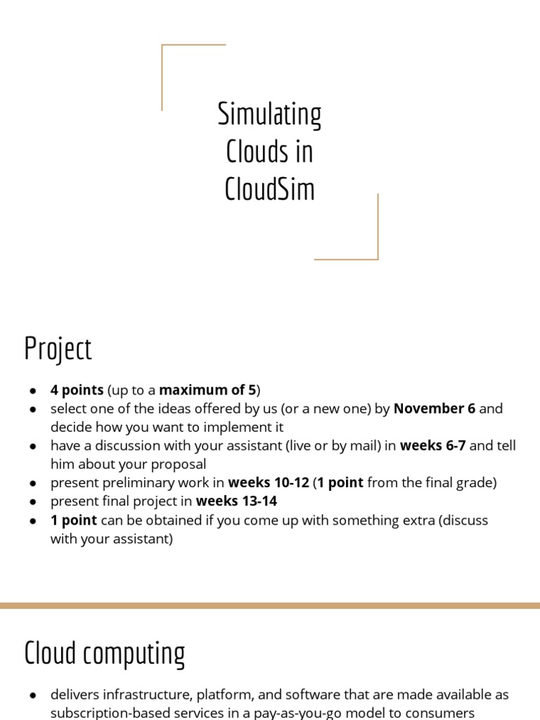 CloudSim Presentation | PDF | Virtual Machine | Cloud Computing