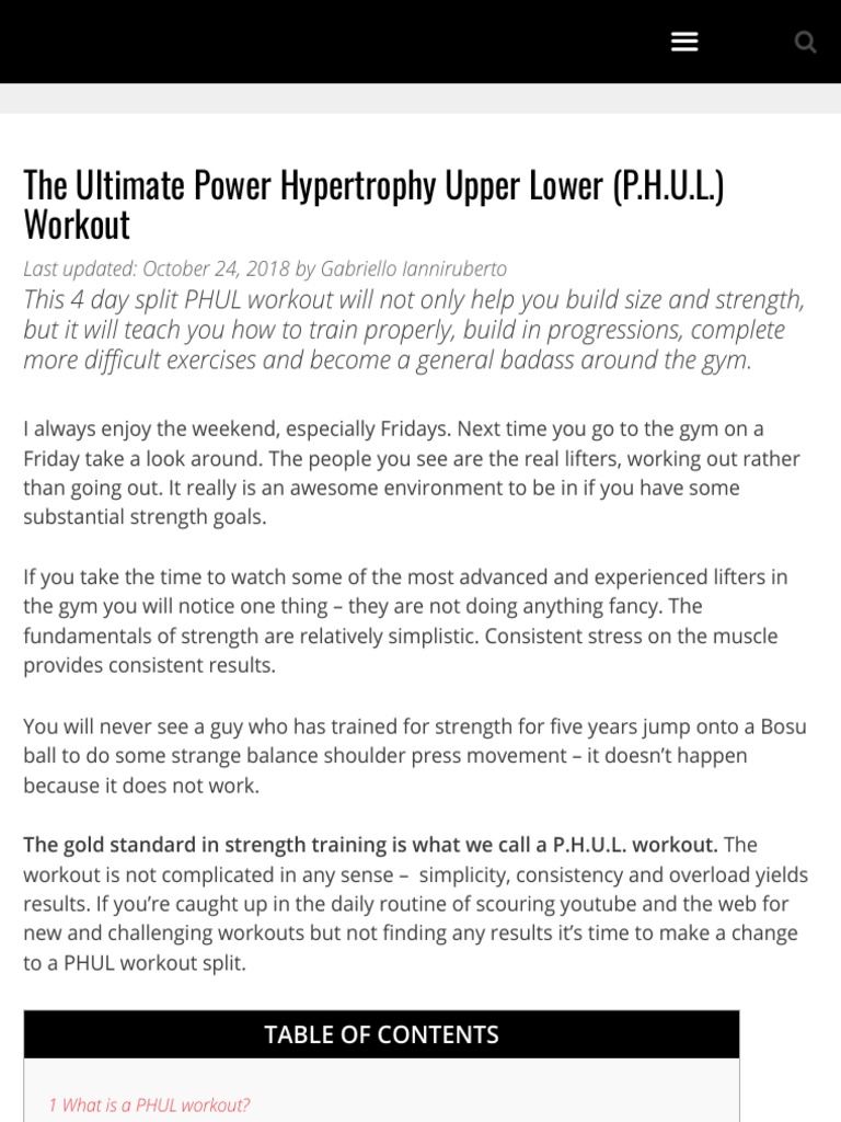 The Ultimate Power Hypertrophy Upper Lower PHUL Workout | PDF | Strength Training | Muscle ...