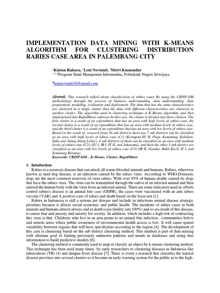 Implementation Data Mining With K Means Algorithm For Clustering