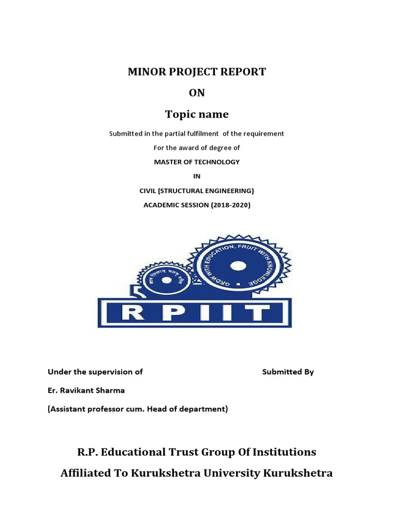 Minor Project Report of Mtech Format | Download Free PDF | Vocational ...