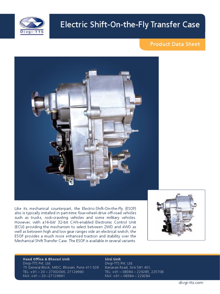 Electric Shift On The Fly Spec Sheet | PDF | Four Wheel Drive | Machines