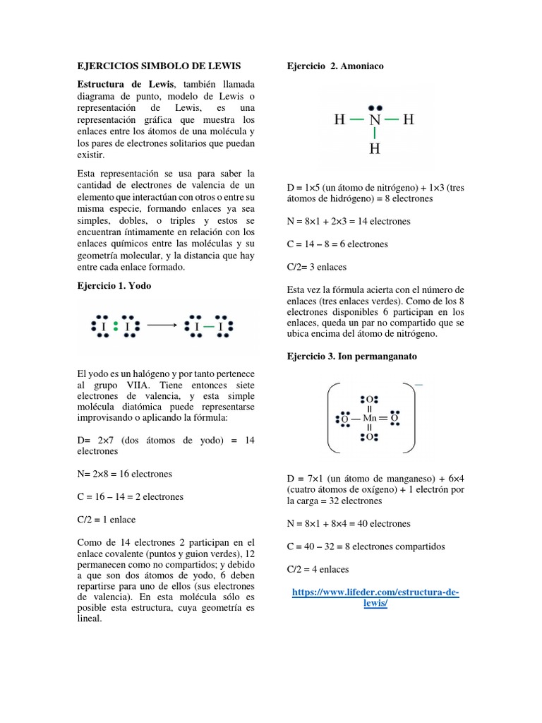 Ejercicios Simbolo de Lewis | PDF | Enlace químico | Enlace covalente