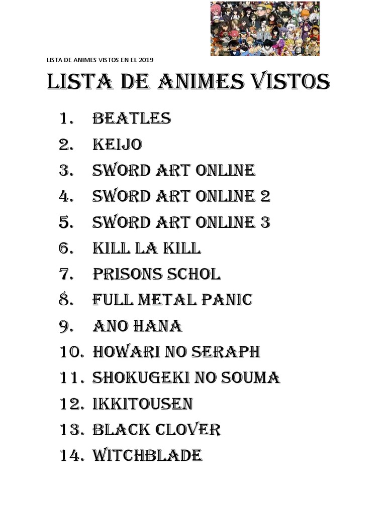 Lista de Animes Vistos | PDF